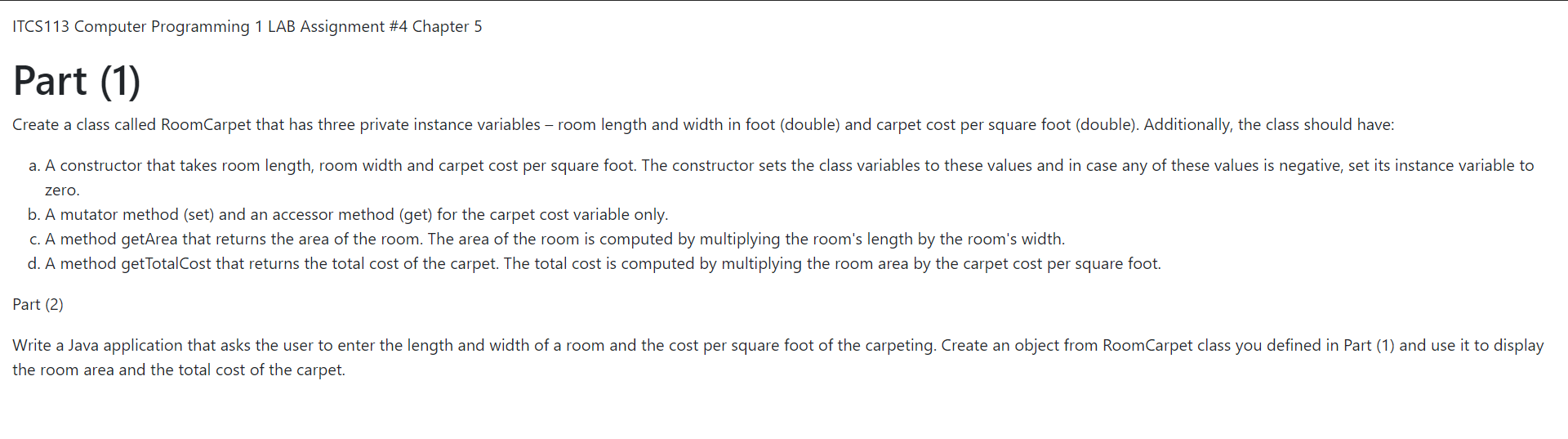 Solved ITCS113 Computer Programming 1 LAB Assignment #4 | Chegg.com