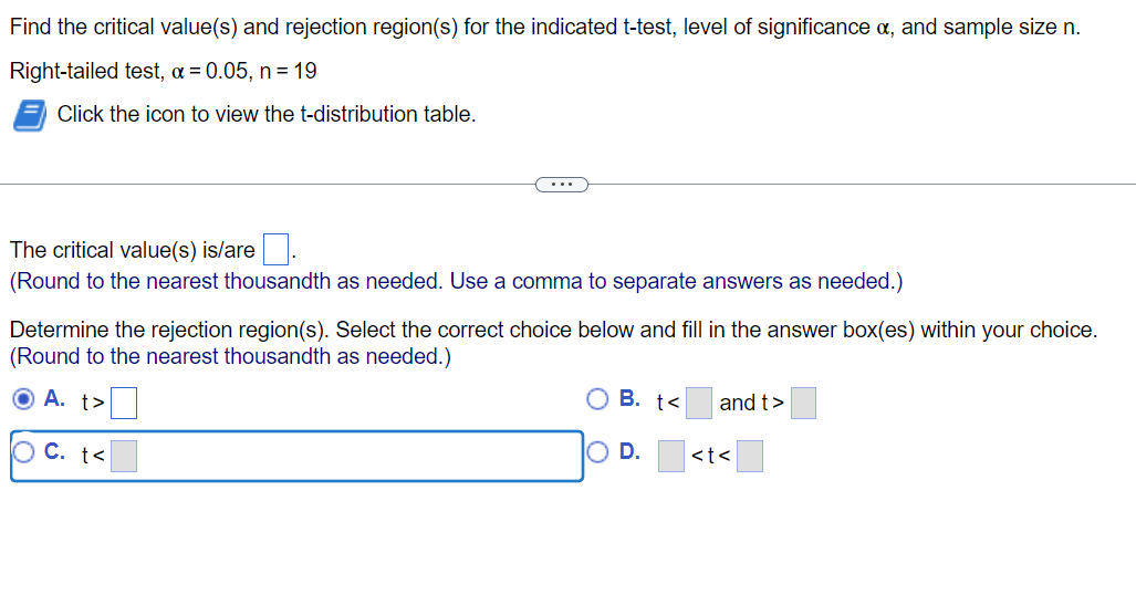 Solved Find the critical value(s) and rejection region(s) | Chegg.com