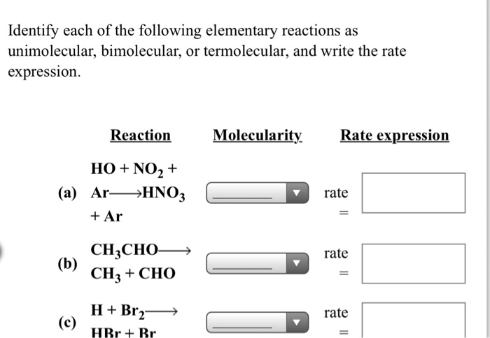 Solved Identify each of the following elementary reactions | Chegg.com
