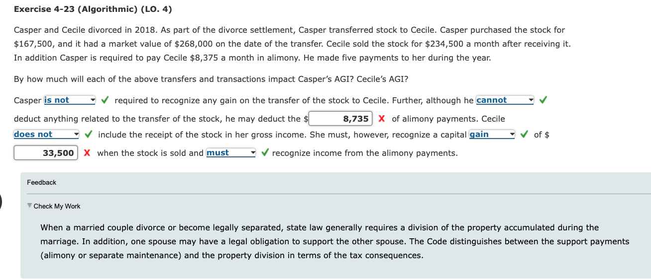 Solved Exercise 4-23 (Algorithmic) (LO. 4)Casper and Cecile | Chegg.com