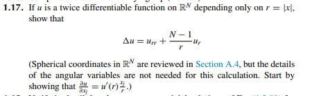 Solved 1.17. If u is a twice differentiable function on RN | Chegg.com