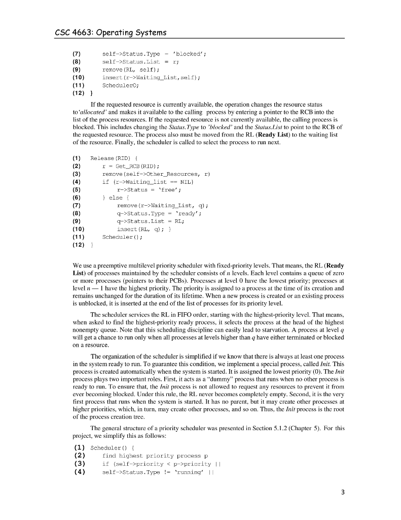 Operating Systems. Do this in Java or C++. In this | Chegg.com