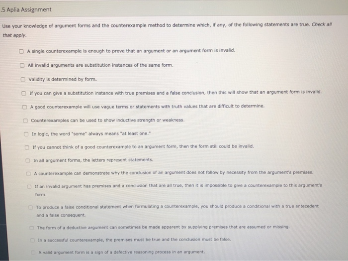 Solved 5 Aplia Assignment Use your knowledge of argument | Chegg.com