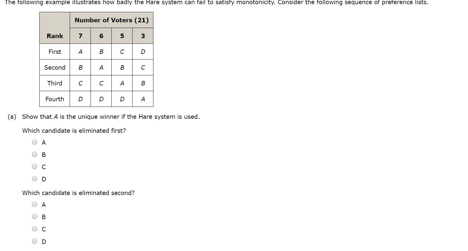 Solved The following example illustrates how badly the Hare | Chegg.com