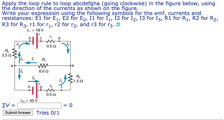 Solved Apply the loop rule to loop abcdefgha (going | Chegg.com