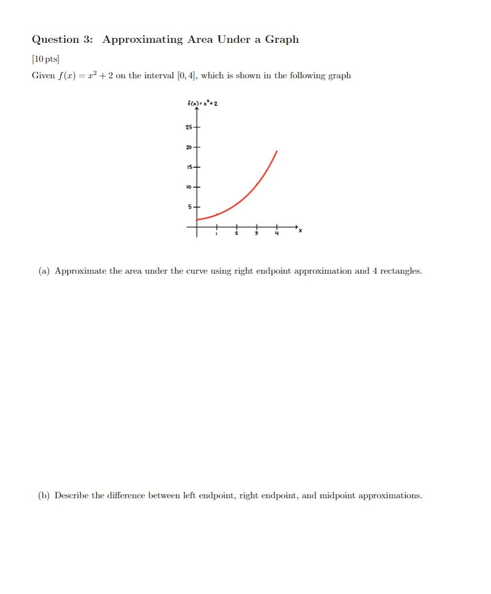 Solved Question 3: Approximating Area Under a Graph [10 pts) | Chegg.com