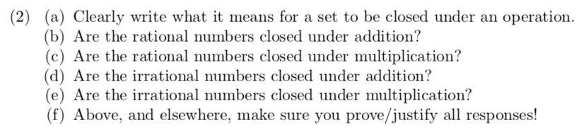 Solved a) Clearly write what it means for a set to be closed | Chegg.com