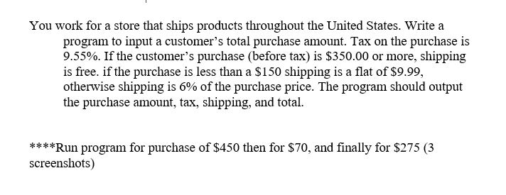 Solved You work for a store that ships products throughout | Chegg.com