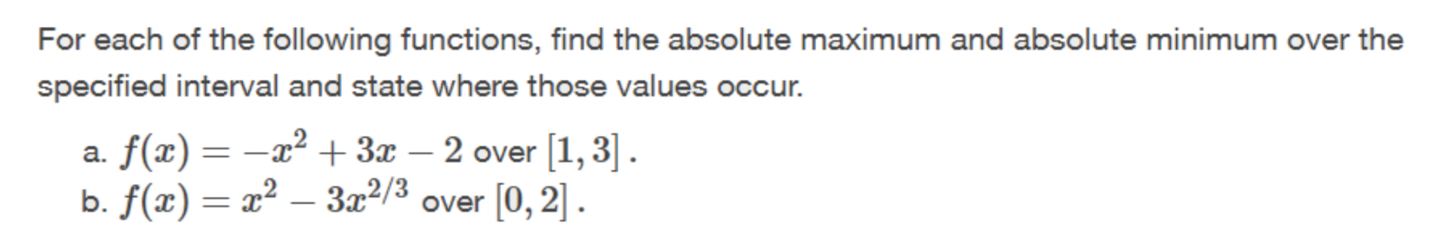 Solved For each of the following functions, find the | Chegg.com