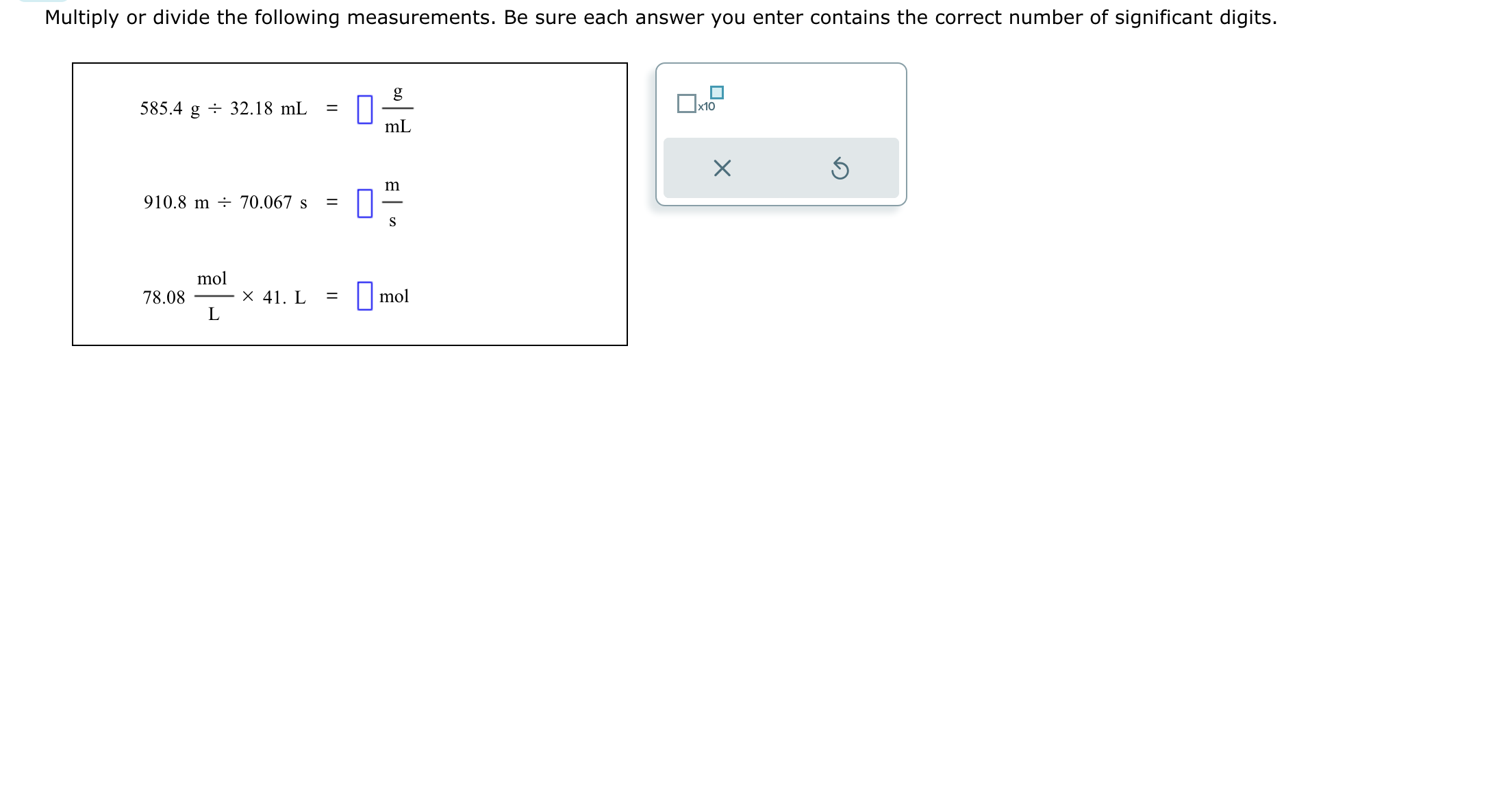 Multiply or divide the following measurements. Be | Chegg.com