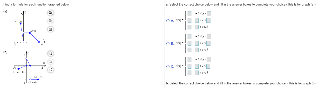 Solved Find a formula for each function graphed below. a. | Chegg.com