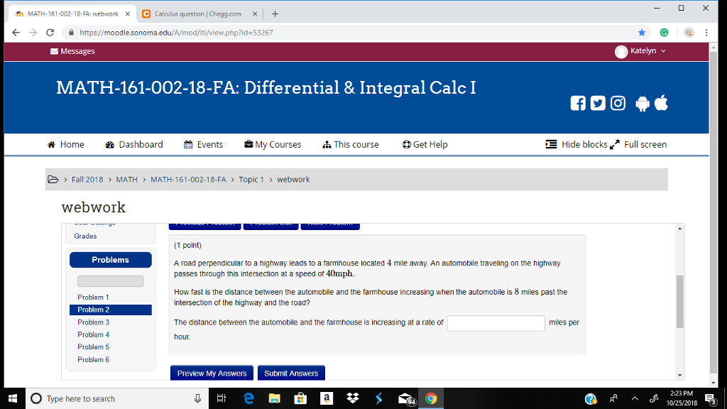 Solved h MATH-161-002-18-FA: webwork C Calculus question | | Chegg.com