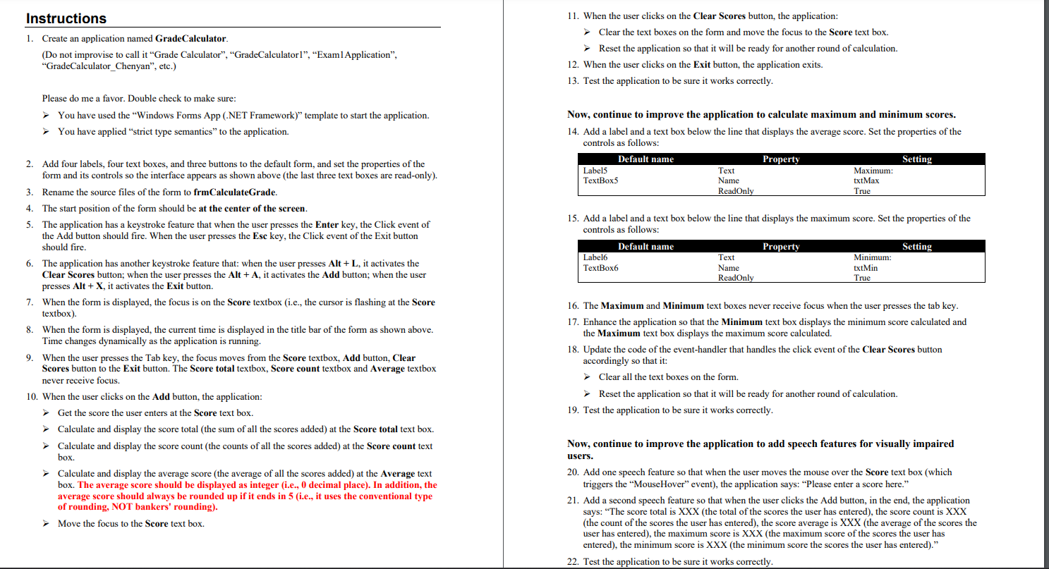 Solved )Create an application named GradeCalculator.(Do not | Chegg.com