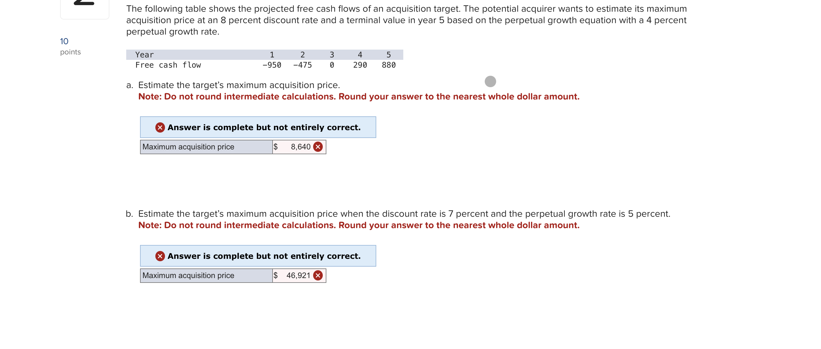 The following table shows the projected free cash | Chegg.com