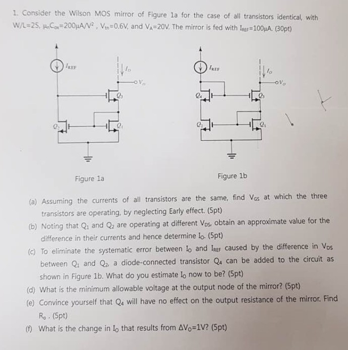 Solved 1. Consider the Wilson MOS mirror of Figure la for | Chegg.com