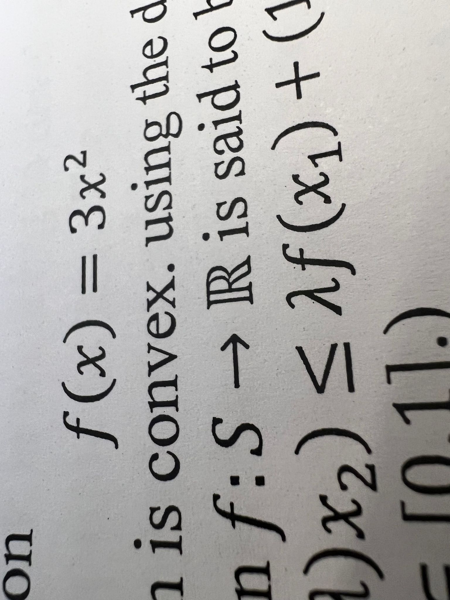 Solved f(x)=3x2 is convex. using the n f:S→R is said to | Chegg.com