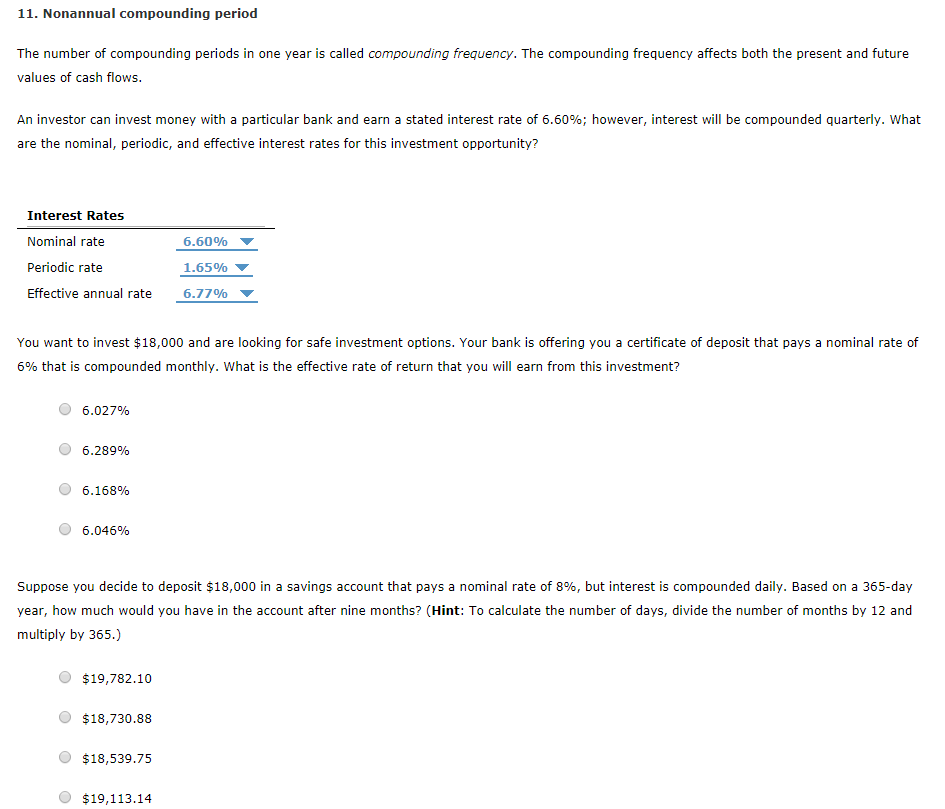 Solved The number of compounding periods in one year is | Chegg.com