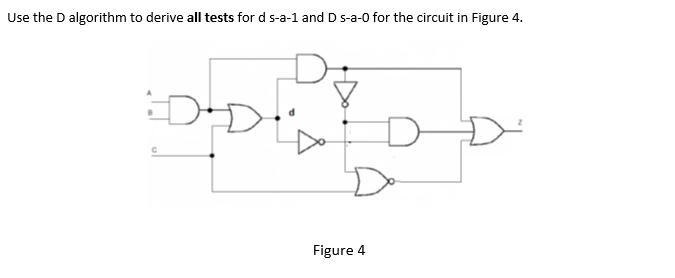 Use the D algorithm to derive all tests for d s-a-1 | Chegg.com