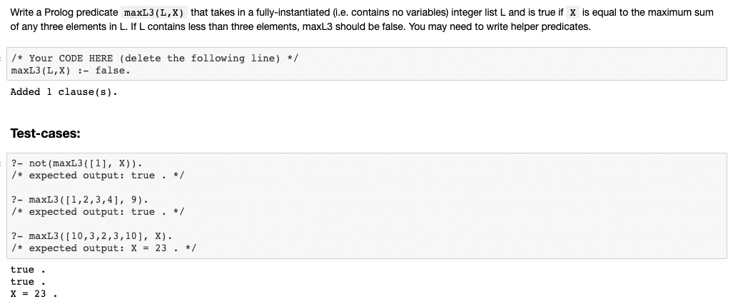 Write A Prolog Predicate Maxl 3lx That Takes In A