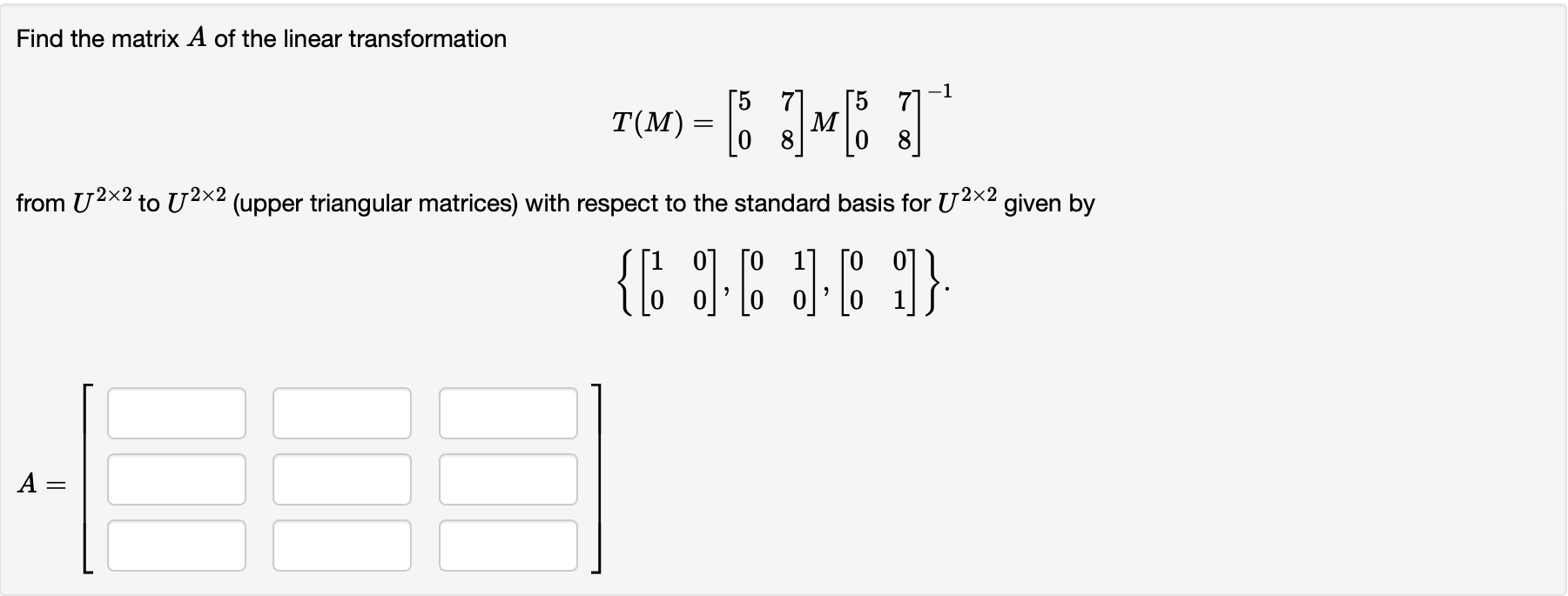 Solved Find the matrix A of the linear transformation | Chegg.com