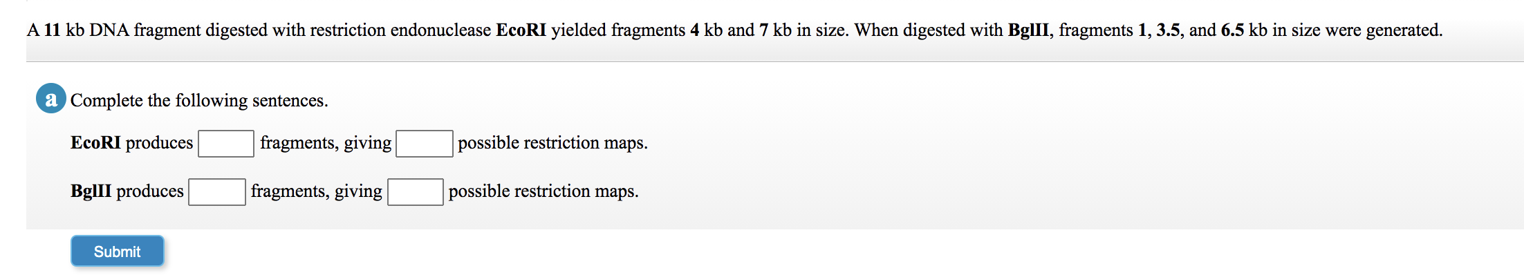Solved A 11 kb DNA fragment digested with restriction | Chegg.com
