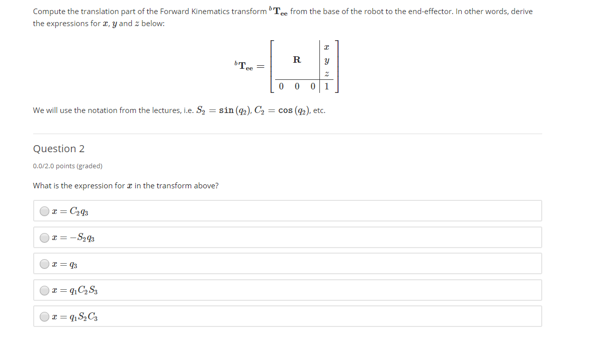 Solved Consider the robot described by the D-H table | Chegg.com