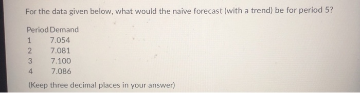 Solved for the data given below, what would the naive | Chegg.com