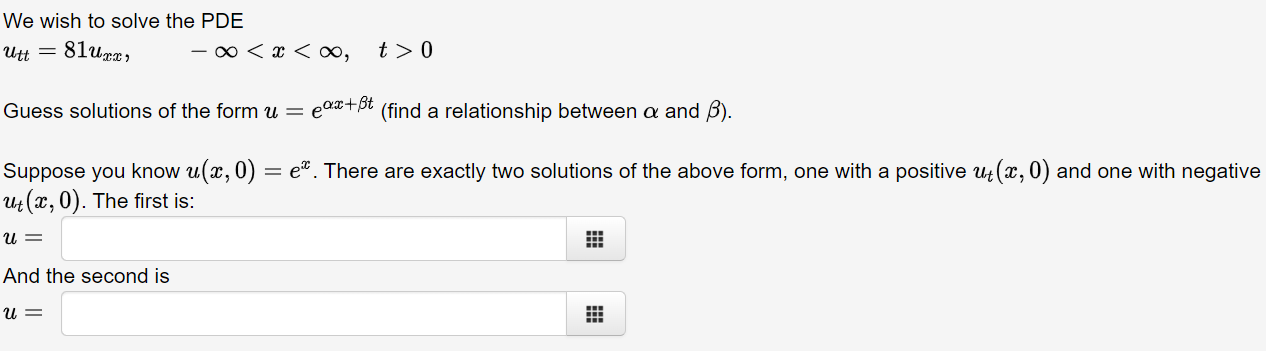 Solved We wish to solve the PDE utt=81uxx,−∞ | Chegg.com