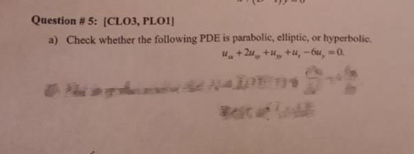Solved A Check Whether The Following Pde Is Parabolic