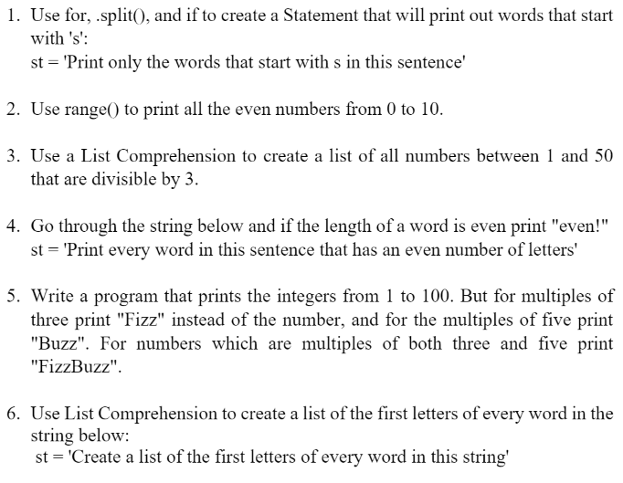 Solved 1. Use for, .split(), and if to create a Statement | Chegg.com