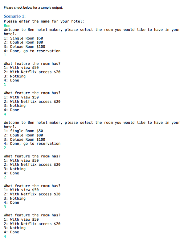 Solved Create a program that simulates a virtual hotel. The | Chegg.com