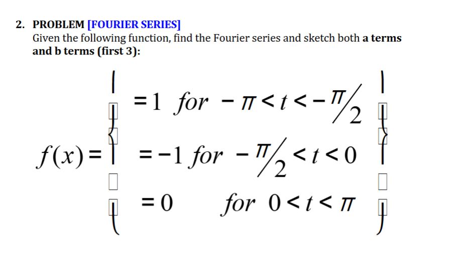 Solved by an EXPERT PROBLEM [FOURIER ﻿SERIES]Given the following | Chegg.com