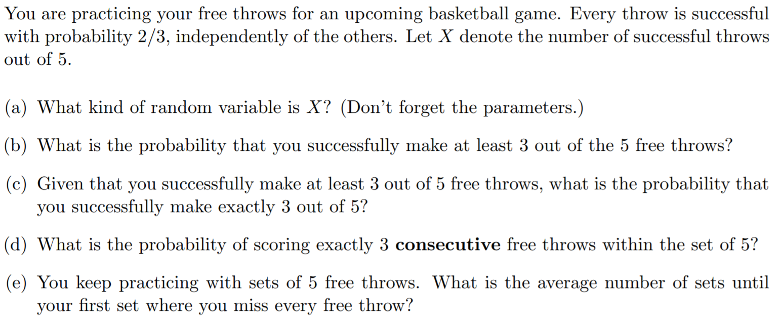Solved You are practicing your free throws for an upcoming | Chegg.com