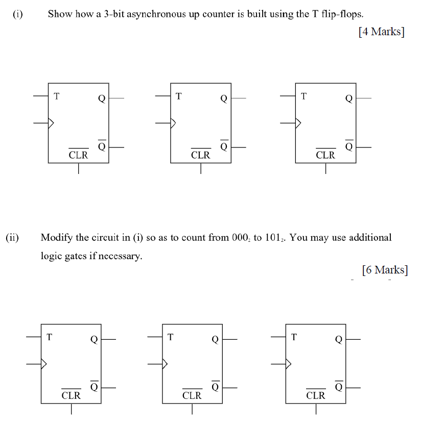 Solved (i) Show how a 3-bit asynchronous up counter is built | Chegg.com