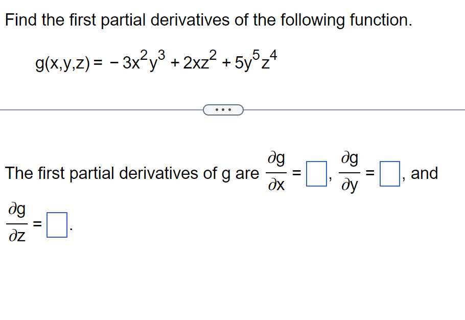 Solved Find the first partial derivatives of the following | Chegg.com