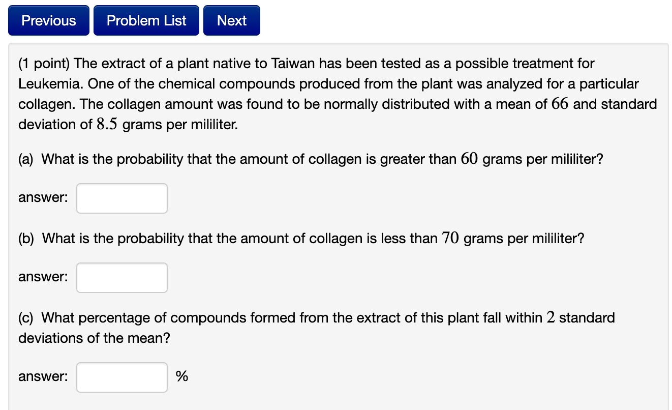 Solved Previous Problem List Next (1 point) The extract of a | Chegg.com