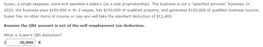 Solved Susan, a single taxpayer, owns and operates a bakery | Chegg.com