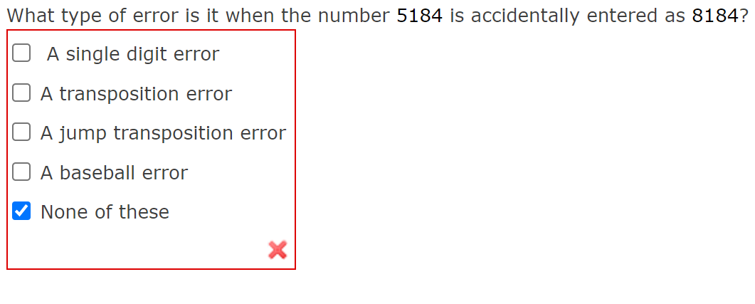 Solved What type of error is it when the number 5184 is | Chegg.com