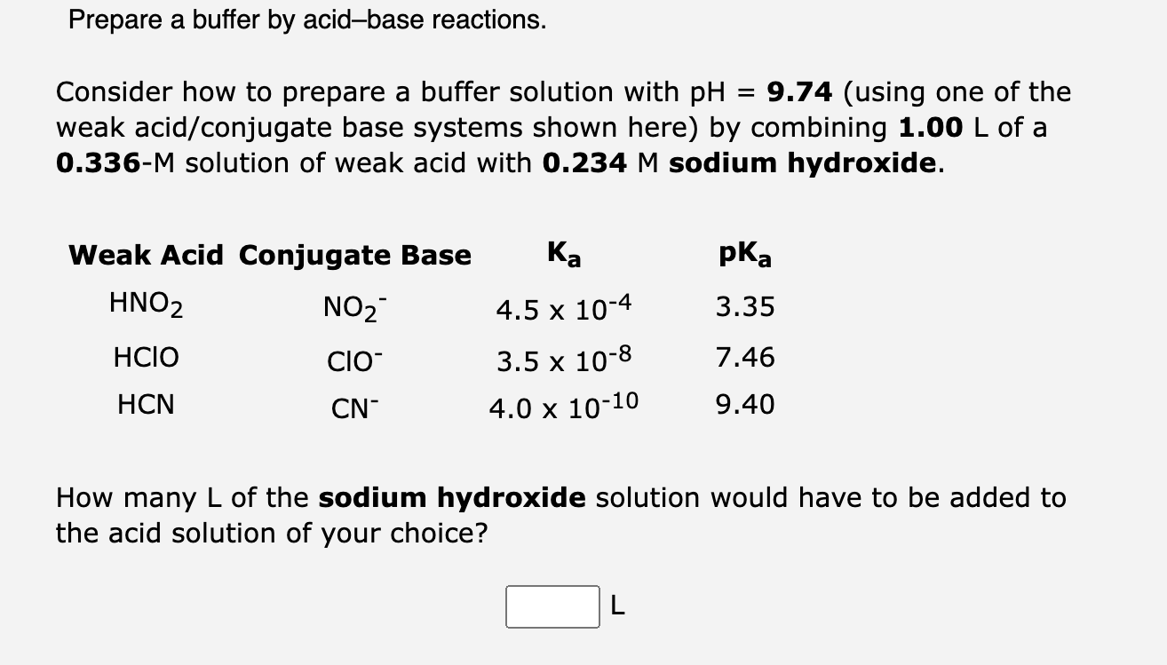 Solved Prepare a buffer by acid-base reactions. Consider how | Chegg.com