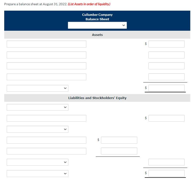 Prepare an income statement for August. Prepare an | Chegg.com