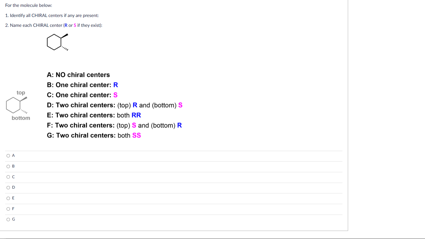 Solved For the molecule below: 1. Identify all CHIRAL | Chegg.com