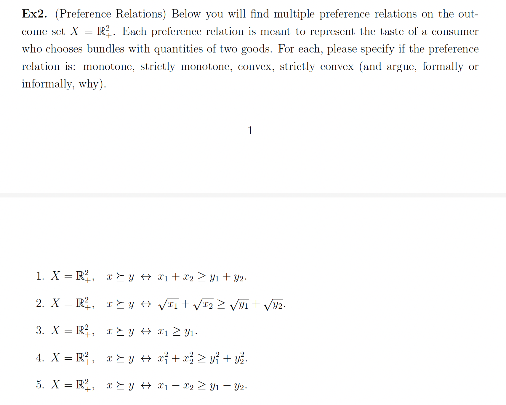 Solved Ex2. (Preference Relations) Below you will find | Chegg.com