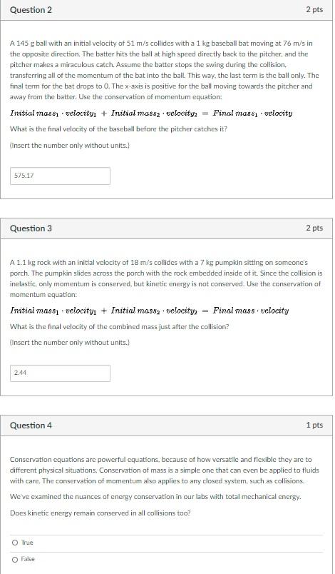 Solved Question 2 2 pts A 145 g ball with an initial | Chegg.com