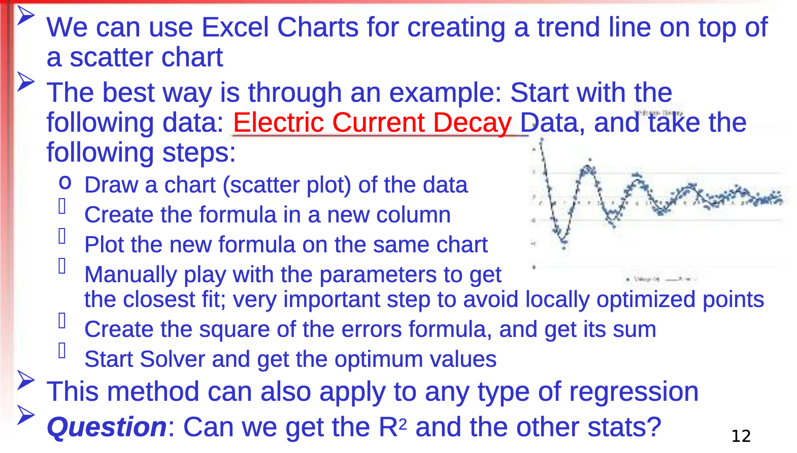 Solved We can use Excel Charts for creating a trend line on | Chegg.com