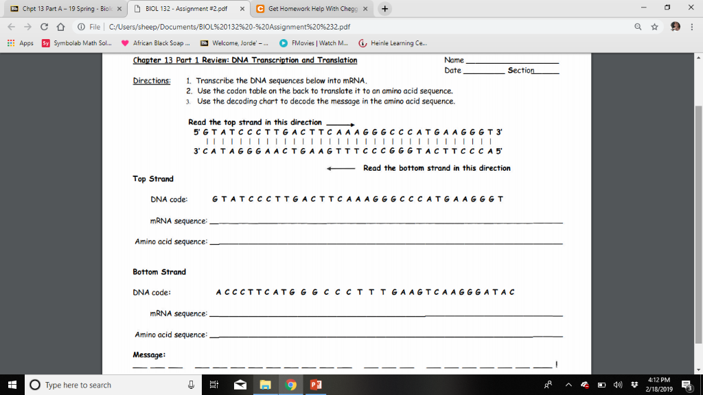 Solved Chpt 13 Part A-19 Spring . Bio x | D BIO | Chegg.com