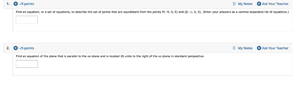 Solved 1. -/5 points My Notes Ask Your Teacher Find an | Chegg.com