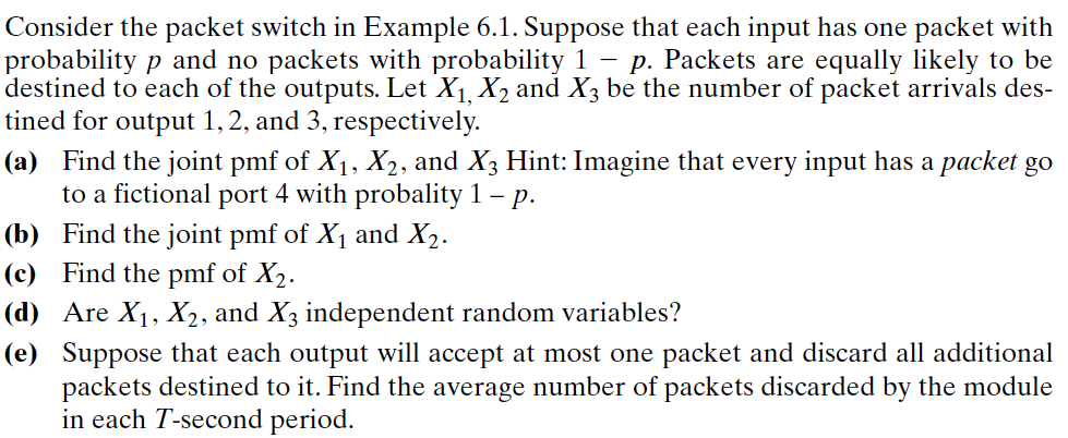 Example 6.1 Arrivals at a Packet Switch Packets | Chegg.com