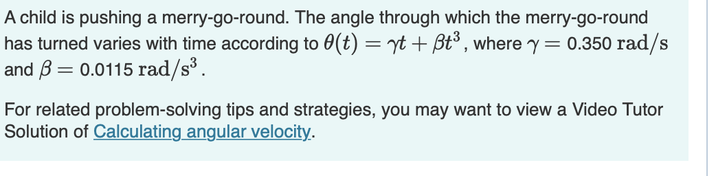 Solved Calculate the angular velocity of the merry-go-round | Chegg.com