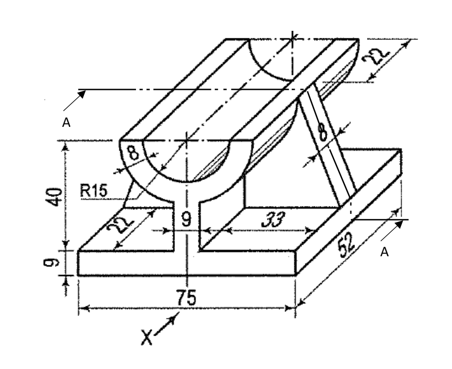 Solved draw the sectional front view, top view and the side | Chegg.com