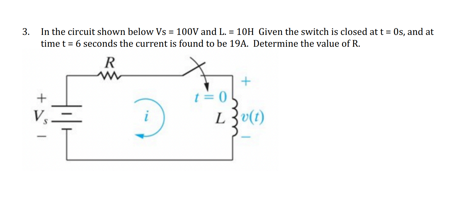 Solved In the circuit shown below Vs =100 V and L.=10H Given | Chegg.com